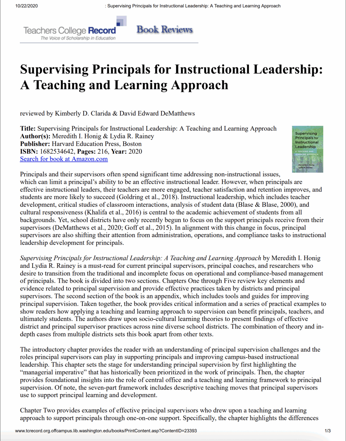 Principal Supervision – District Leadership Design Lab